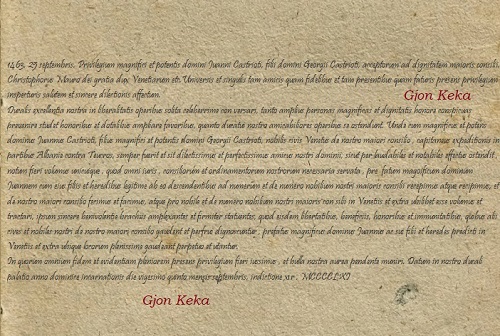 Gjon Keka: Dekreti i vitit 1463: Biri i Gjergj Kastriotit, Gjoni ...